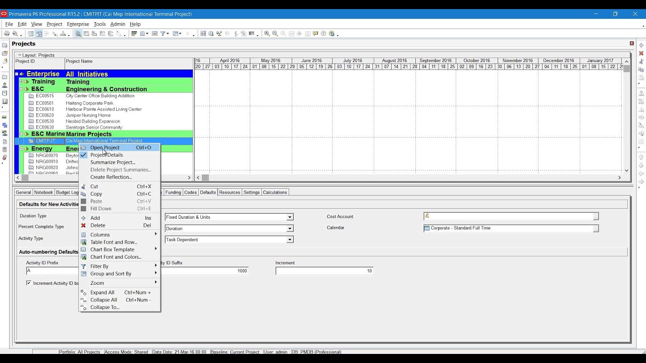 Primavera P6 - 03. Tao du an va cong tac - YouTube
