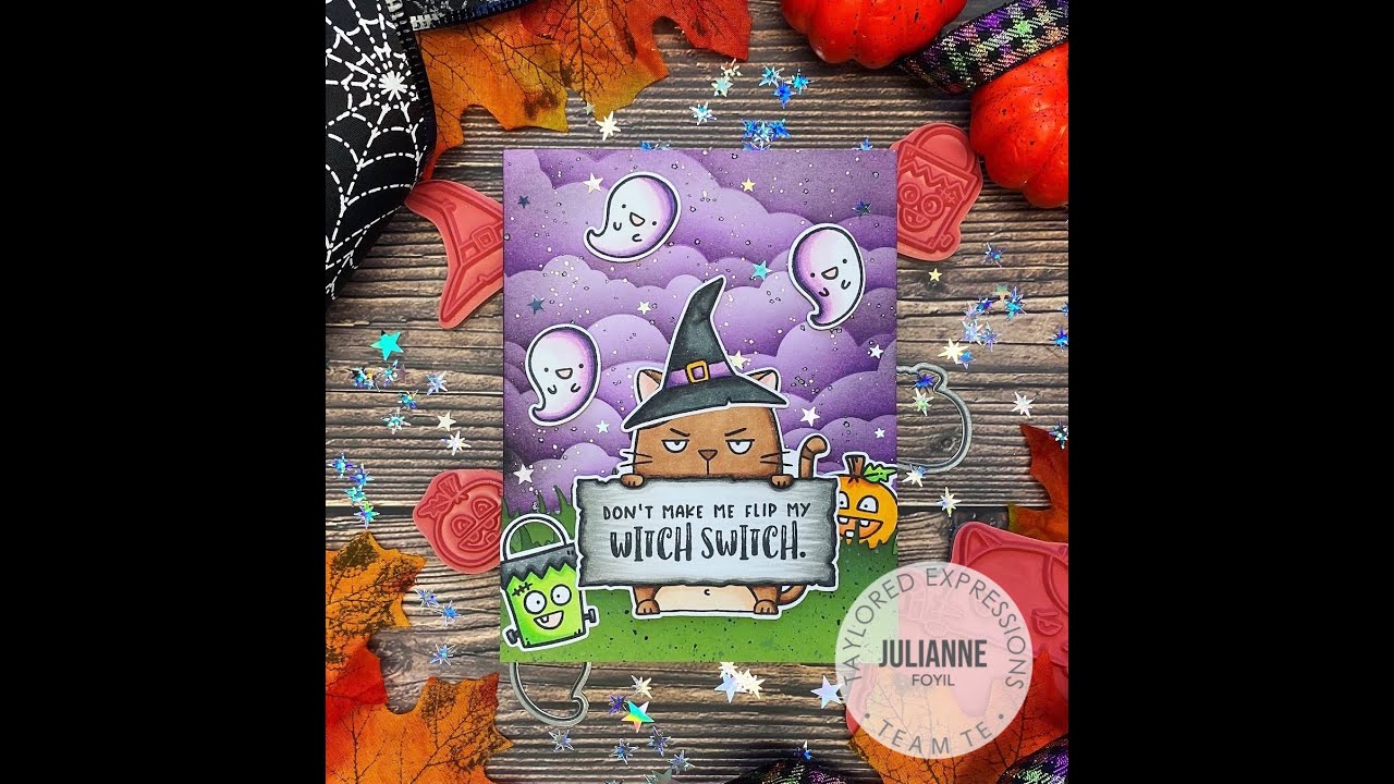 Big Grumpy Witch Cat - Halloween Card Series #3 - YouTube