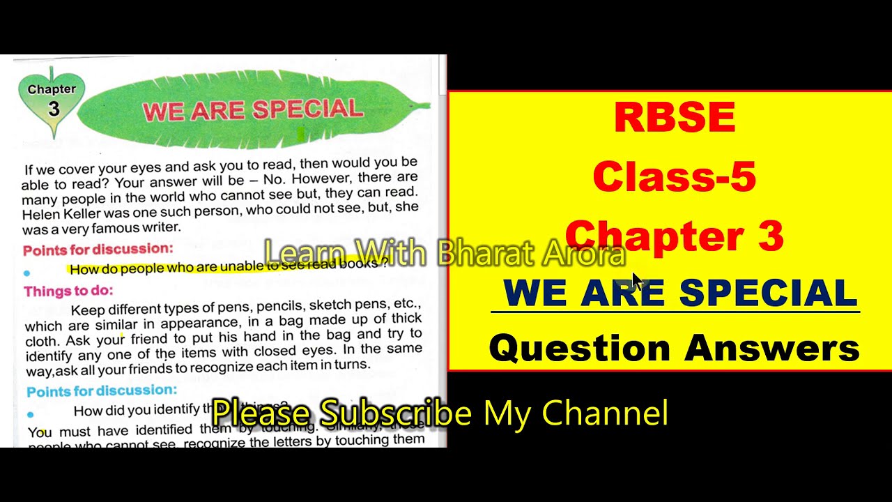 RBSE EVS Class 5 Chapter 3 WE ARE SPECIAL Question Answers FOR ENGLISH rbse-evs-class-5-chapter-3-we-are-special-question-answers-for-english