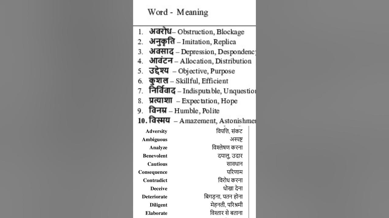 Hindi To English Word Meaning Rahulbusinesstrainer Youtube