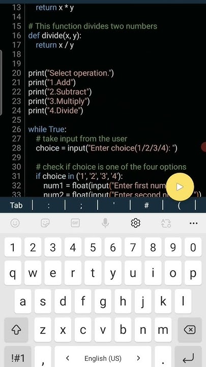 Calculator Program In Pydroid In Mobile 100percent Working Code Youtube