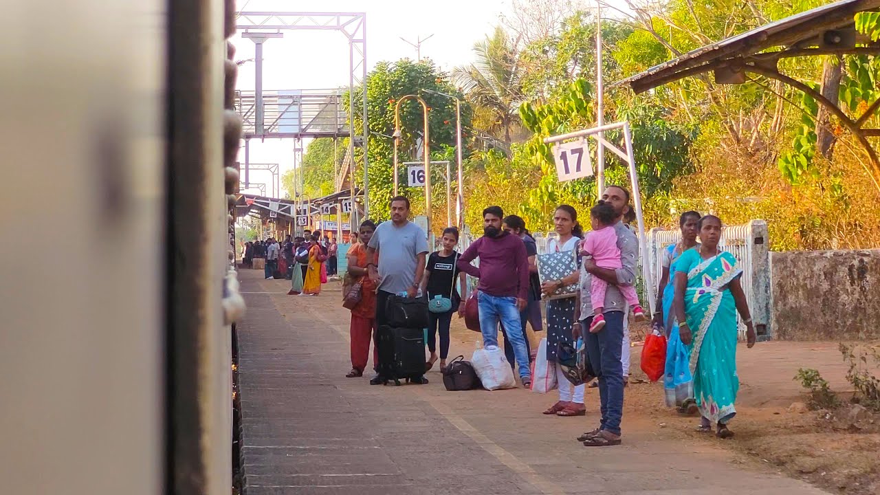 Arriving at Kumta railway station in Karnataka - 12134 MAJN CSMT ...