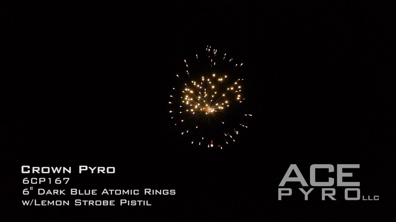 6CP167 Crown Pyro 6" Dark Blue Atomic Rings w/Lemon Strobe Pistil - YouTube