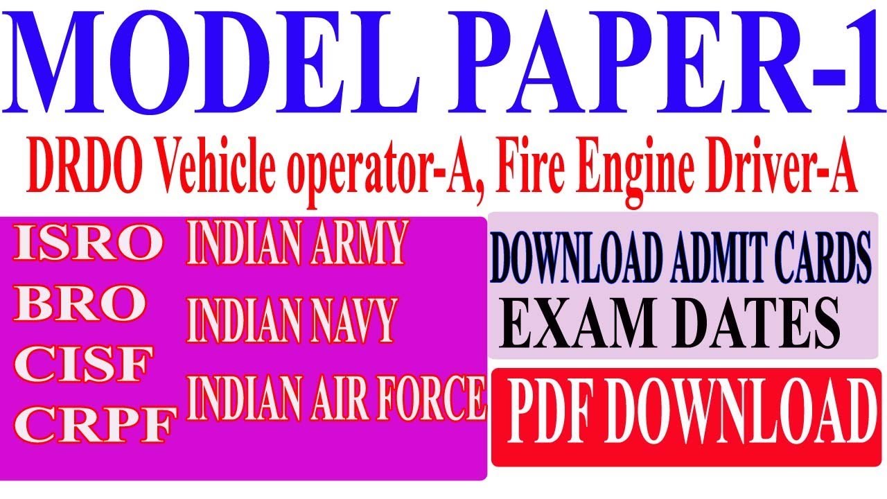 DRDO, ISRO MODEL PAPER WITH EXPLANATION FOR DRIVER JOBS| CISF, CRPF ...