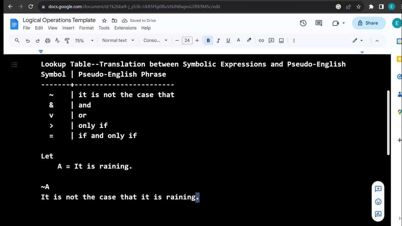 Logic 0 — Exercise 8.1 — Translating Symbolic Expressions into Pseudo-English - YouTube
