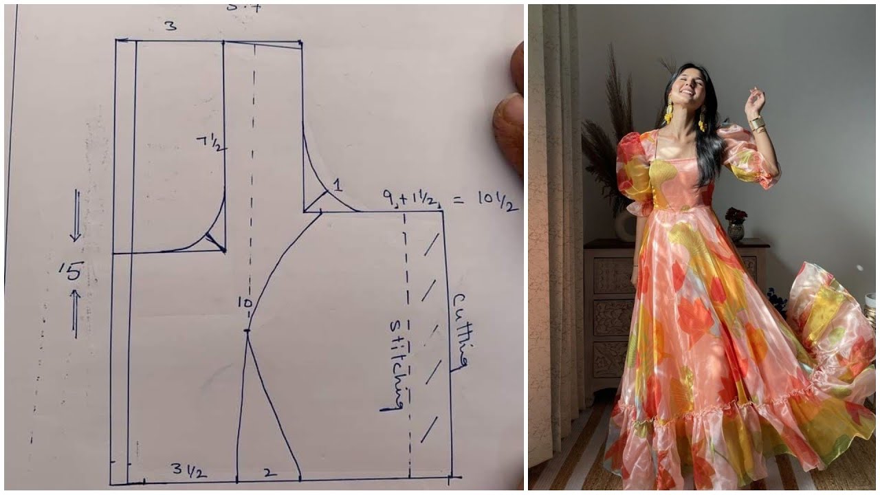 Princess cut long gown cutting for beginners | Long dress | Frock ...