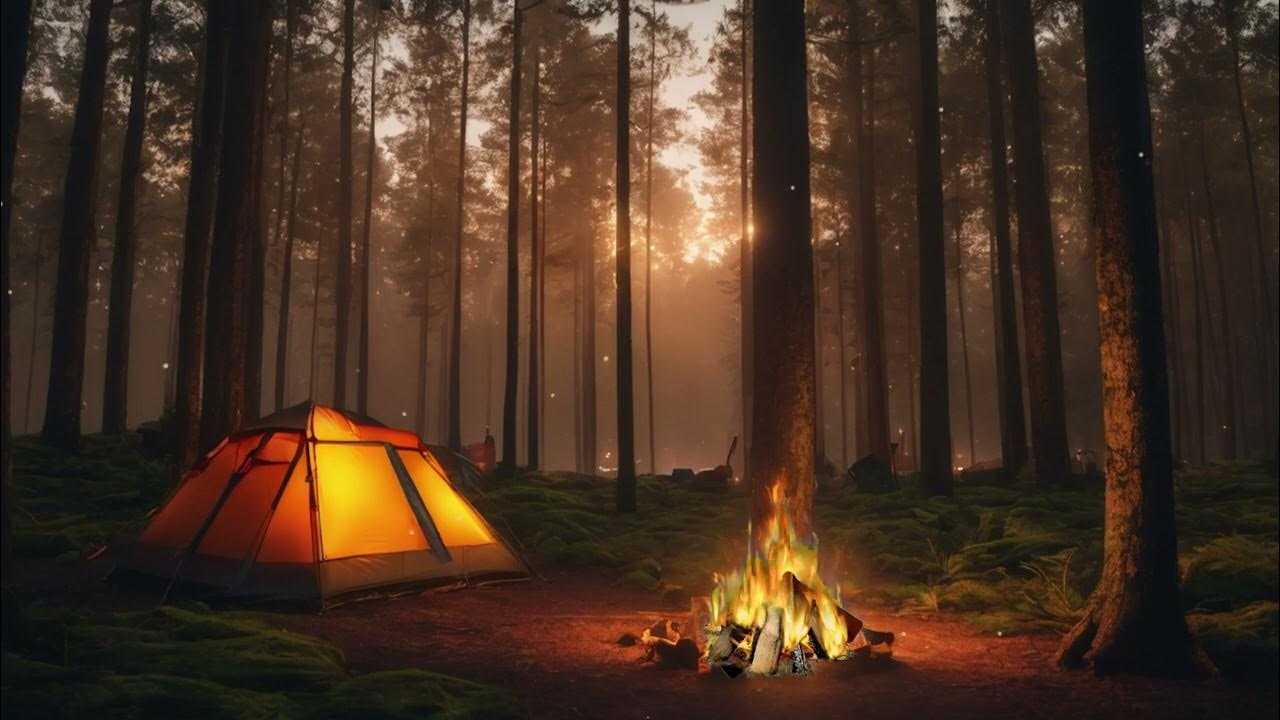 Cozy Camping with Shooting Stars, Crackling Campfire, & Nature Ambience ⛺️🔥💫 - YouTube