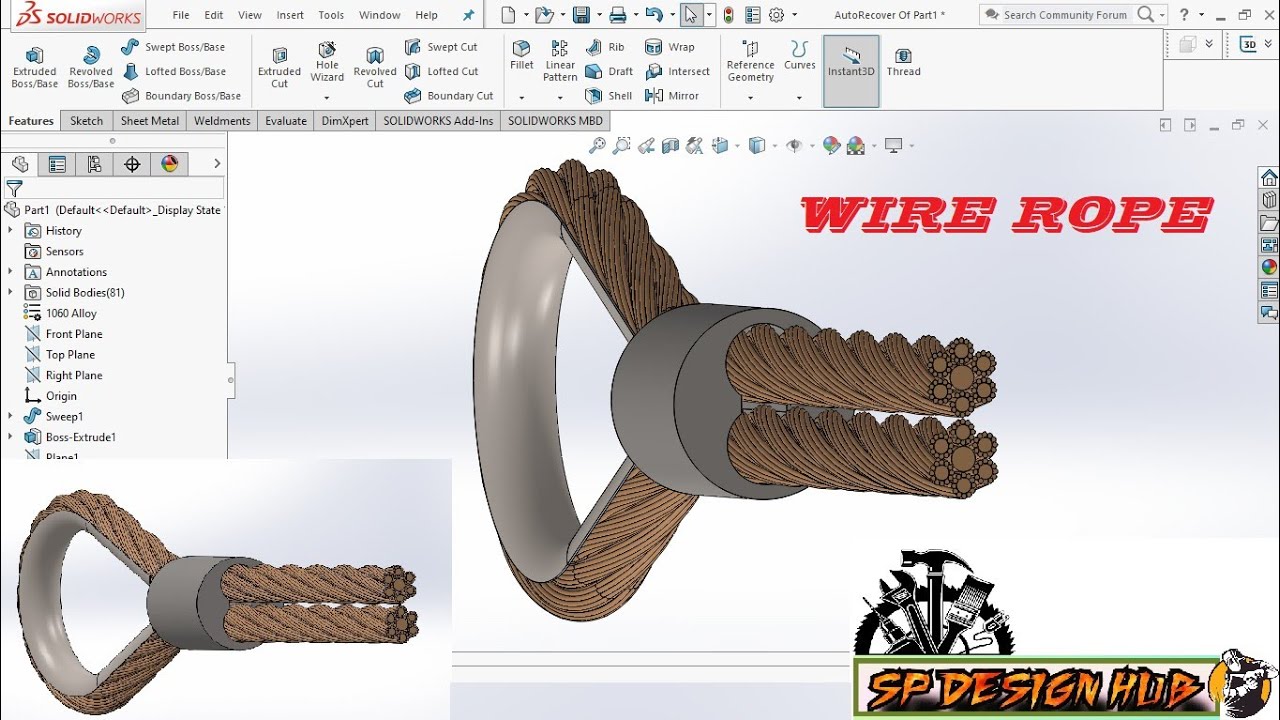 WIRE ROPE Solidworks Tutorial YouTube wire-rope-solidworks-tutorial-youtube