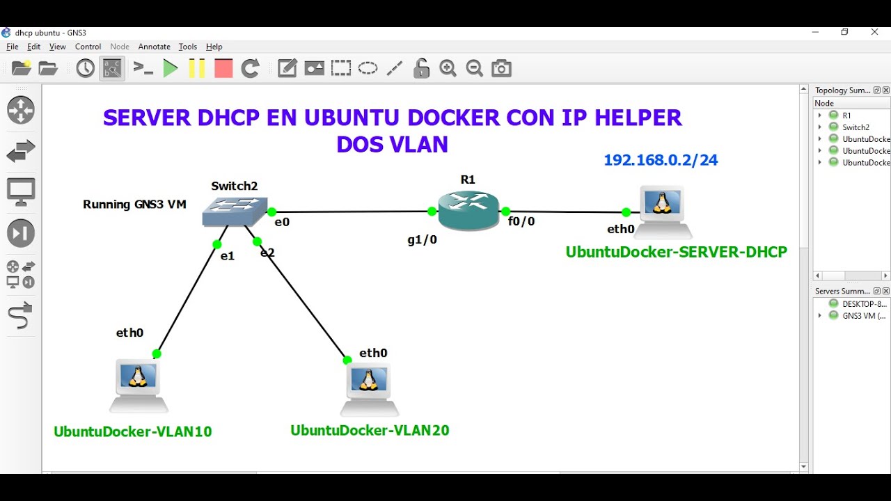 Configurar Server Dhcp En Ubuntu Docker Con Gns3 Y Dos Vlan Youtube