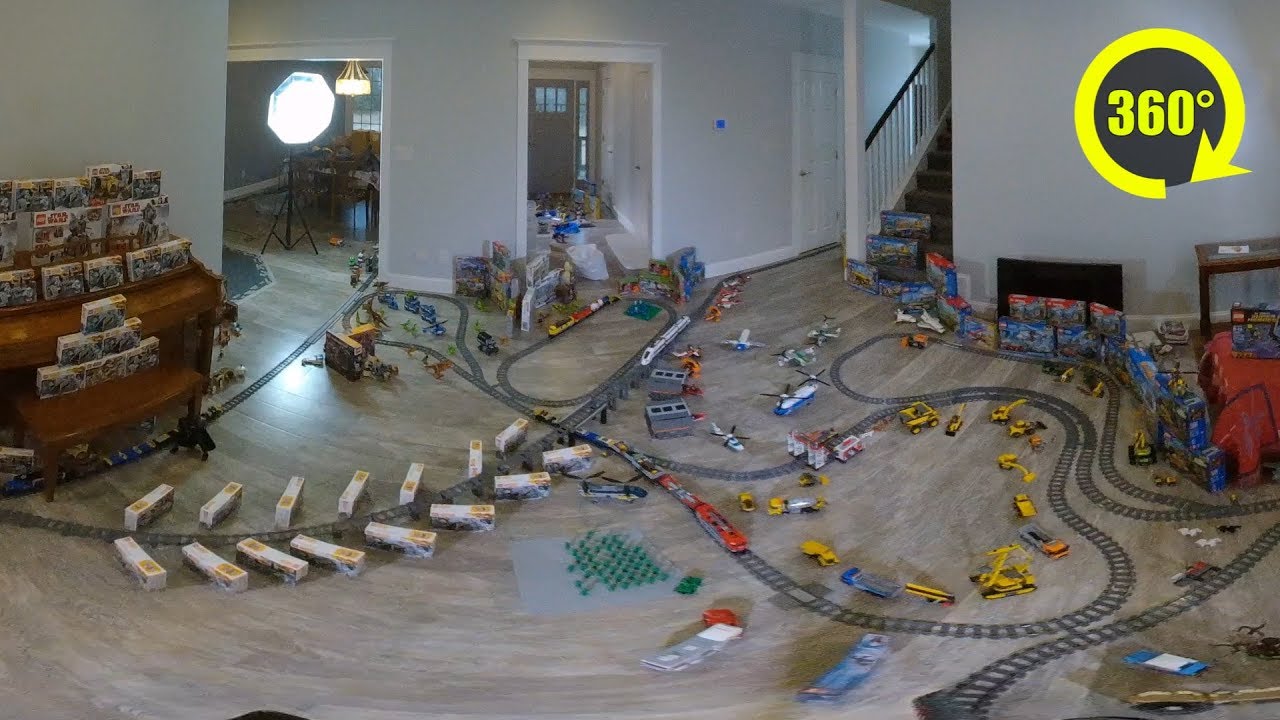360 View of Huge LEGO Train Layout - YouTube