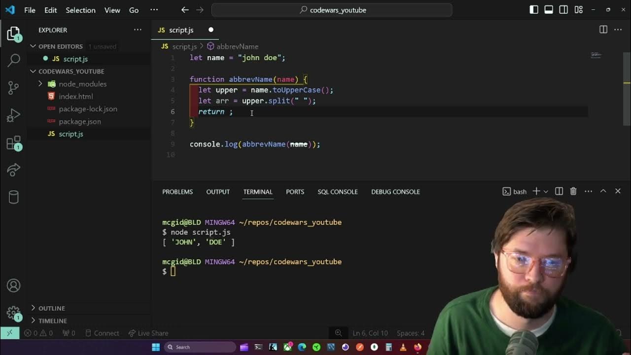 Abbreviate a Two Word Name Solution - 8kyu (Codewars) - YouTube