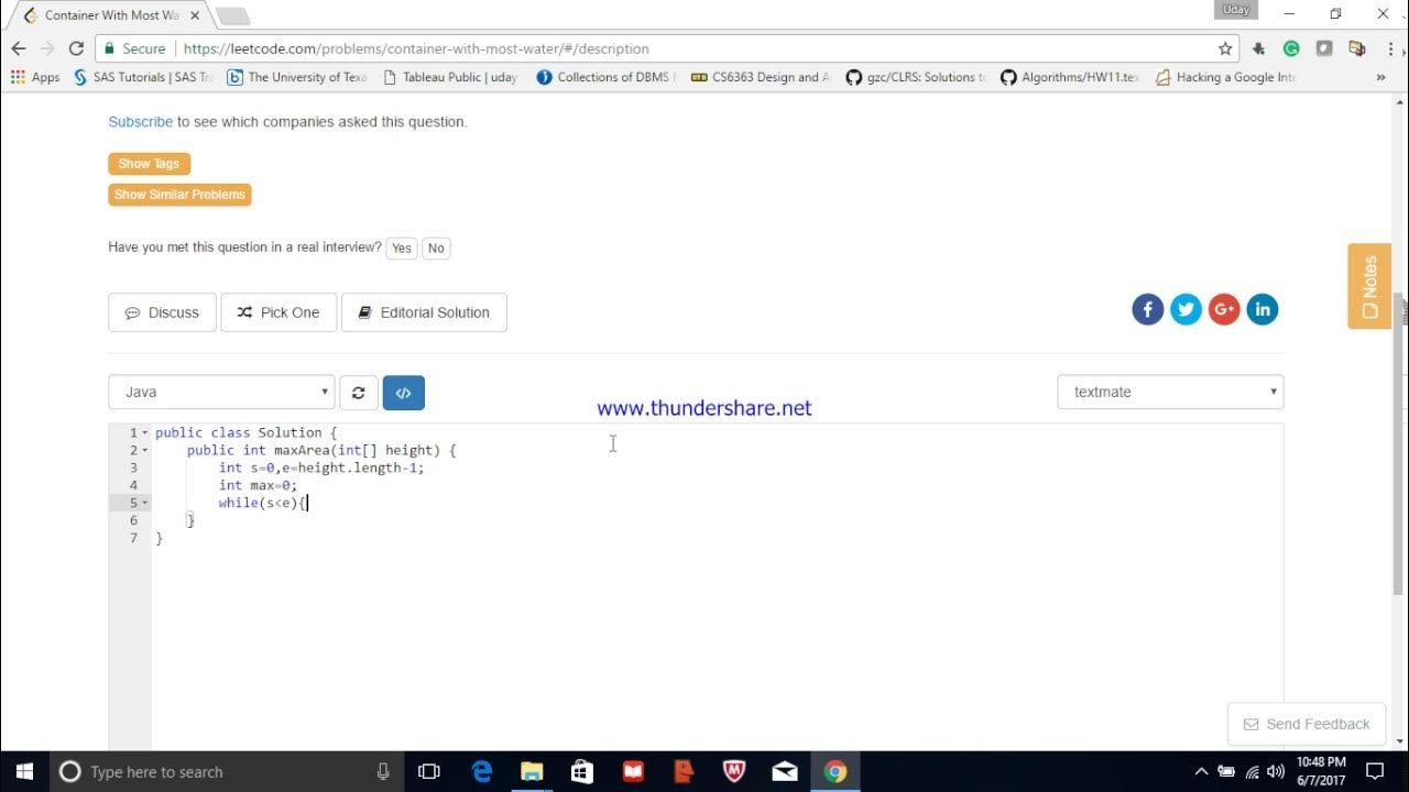 Leetcode 11 Container With Most Water - YouTube