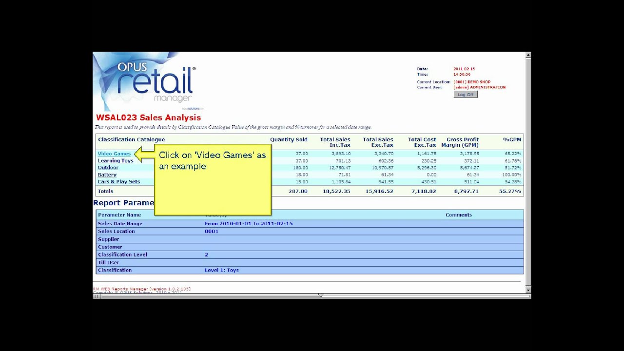 OPUS Retail Manager Live - Web Based Reporting - YouTube
