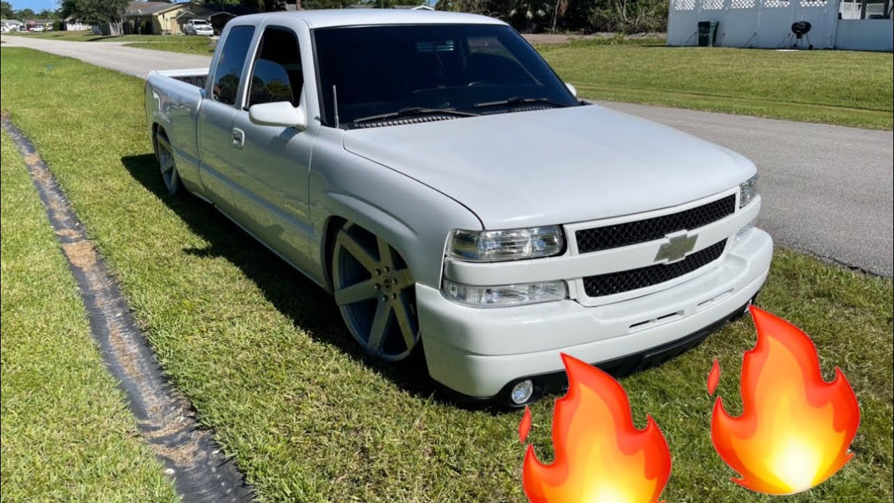 Bagged silverado gets a new lsx motor ! - YouTube