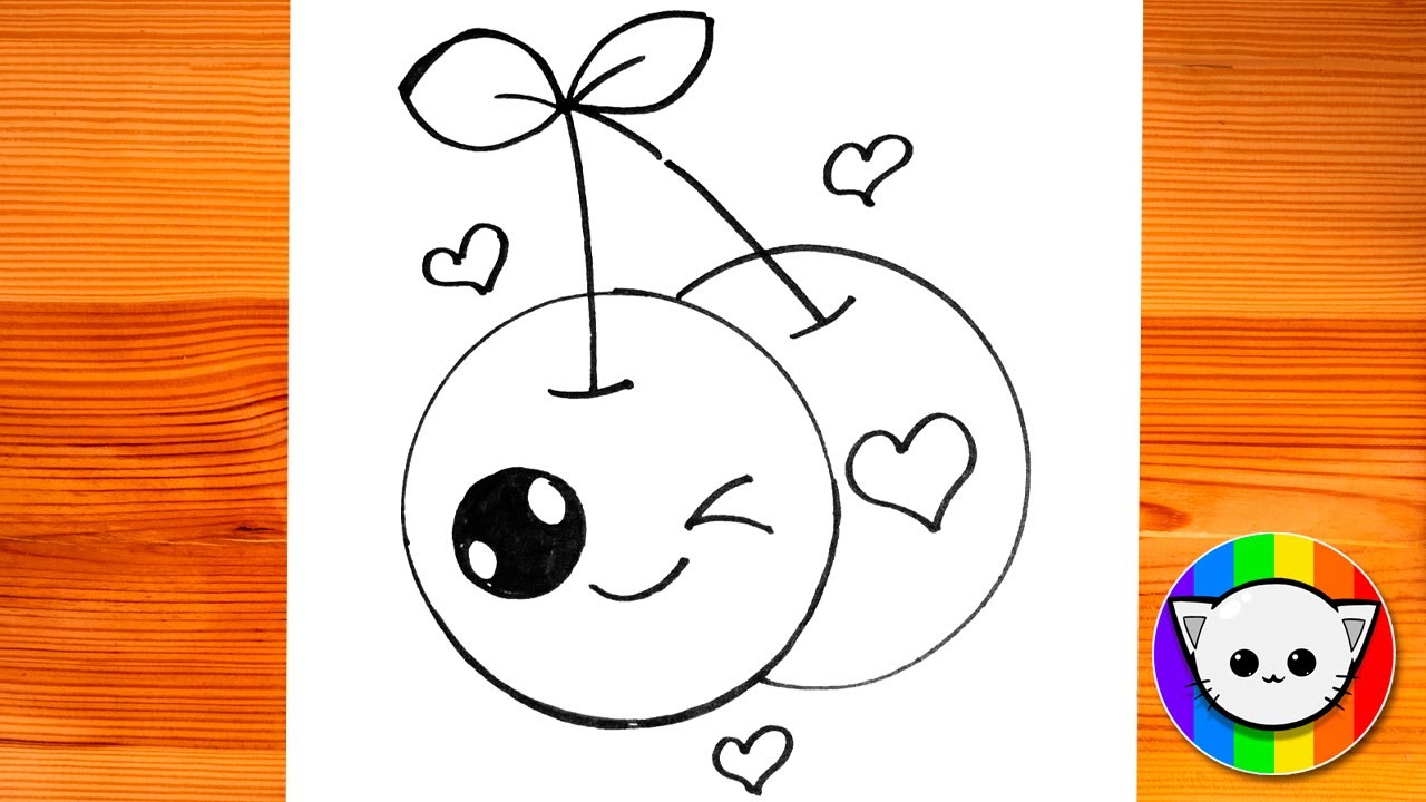 How to Draw a Cute Cherries Very Easy - YouTube