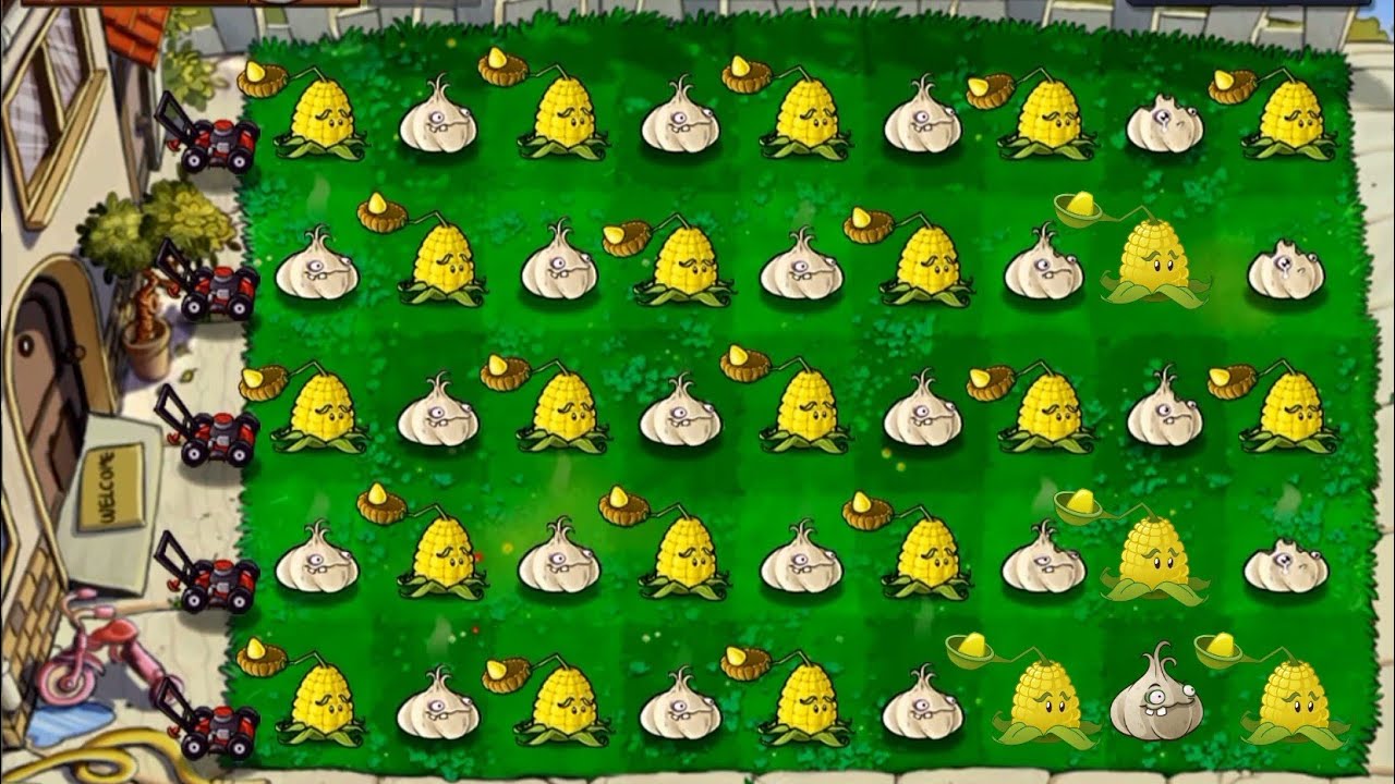 kernel-pult and garlic vs full zombie || plants vs zombie - YouTube