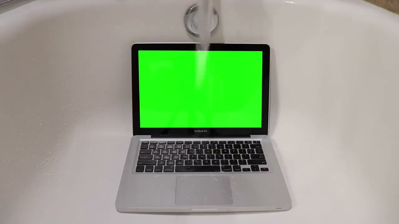 Plainrock124 watering Macbook Pro green screen - YouTube