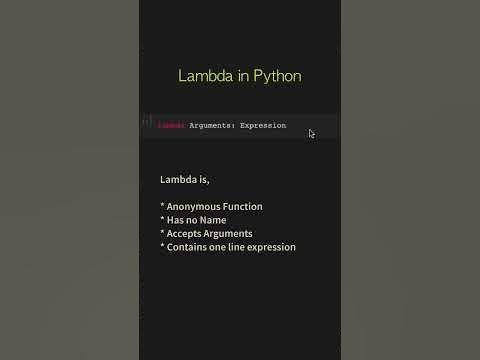 What is Lambda in Python | Interview Question - YouTube