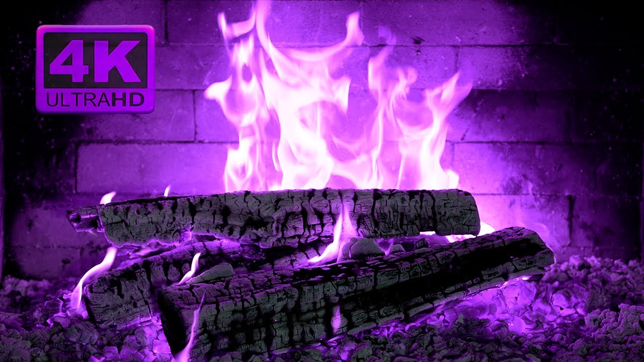🔥 PURPLE FIRE 4K. Magic Fireplace with Crackling Fire Sounds - YouTube
