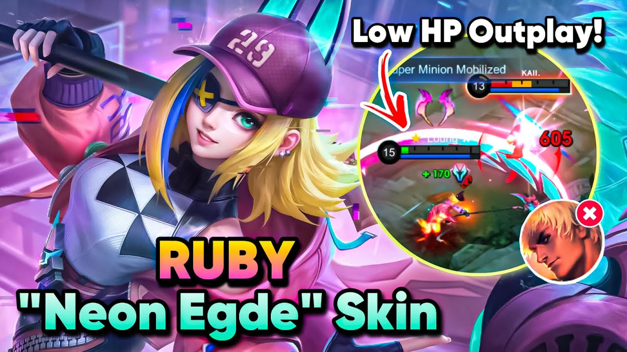 Ruby “Neon Edge” Skin Review Gameplay | Mobile Legends - YouTube