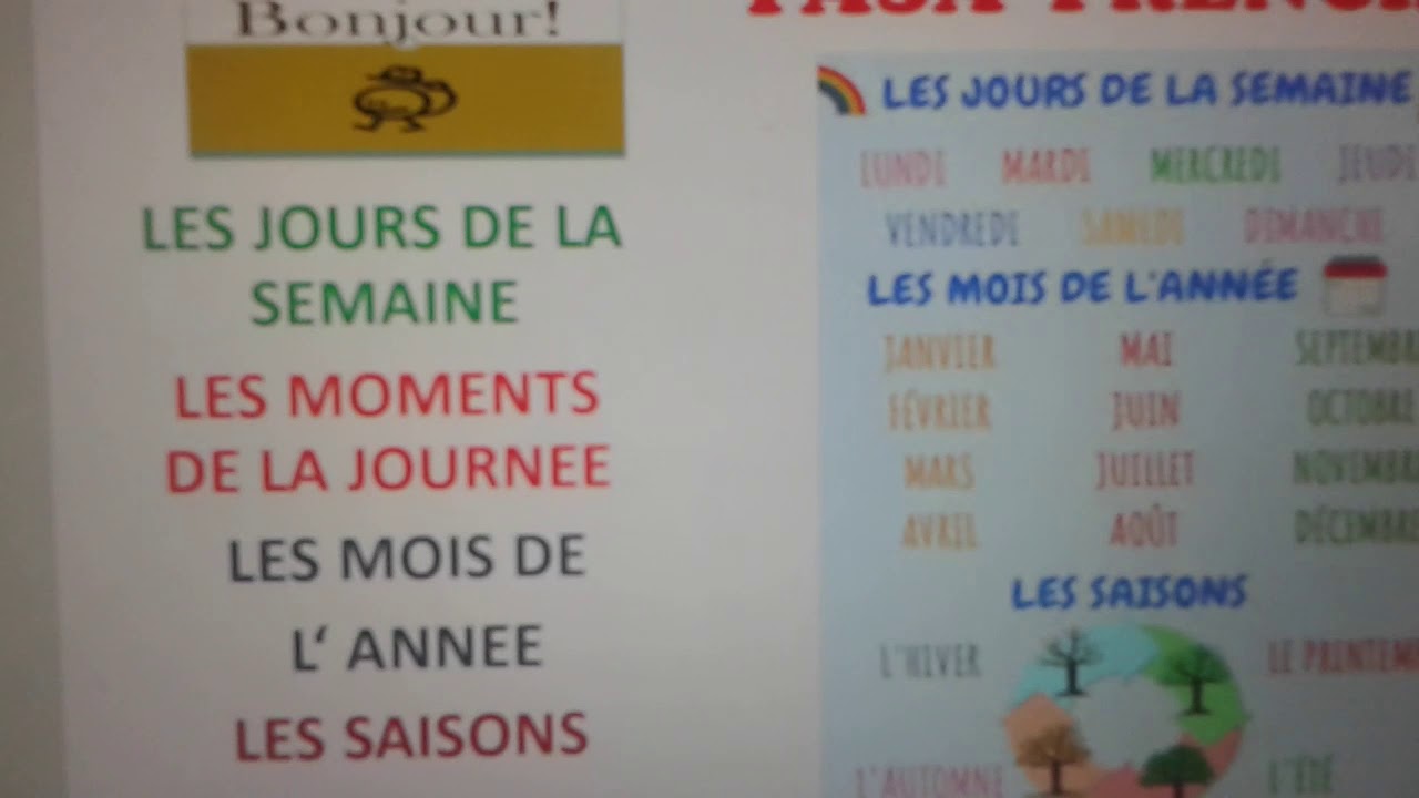 LES JOURS DE LA SEMAINE / LES MOIS DE L' ANNÉE / LES SAISONS - YouTube