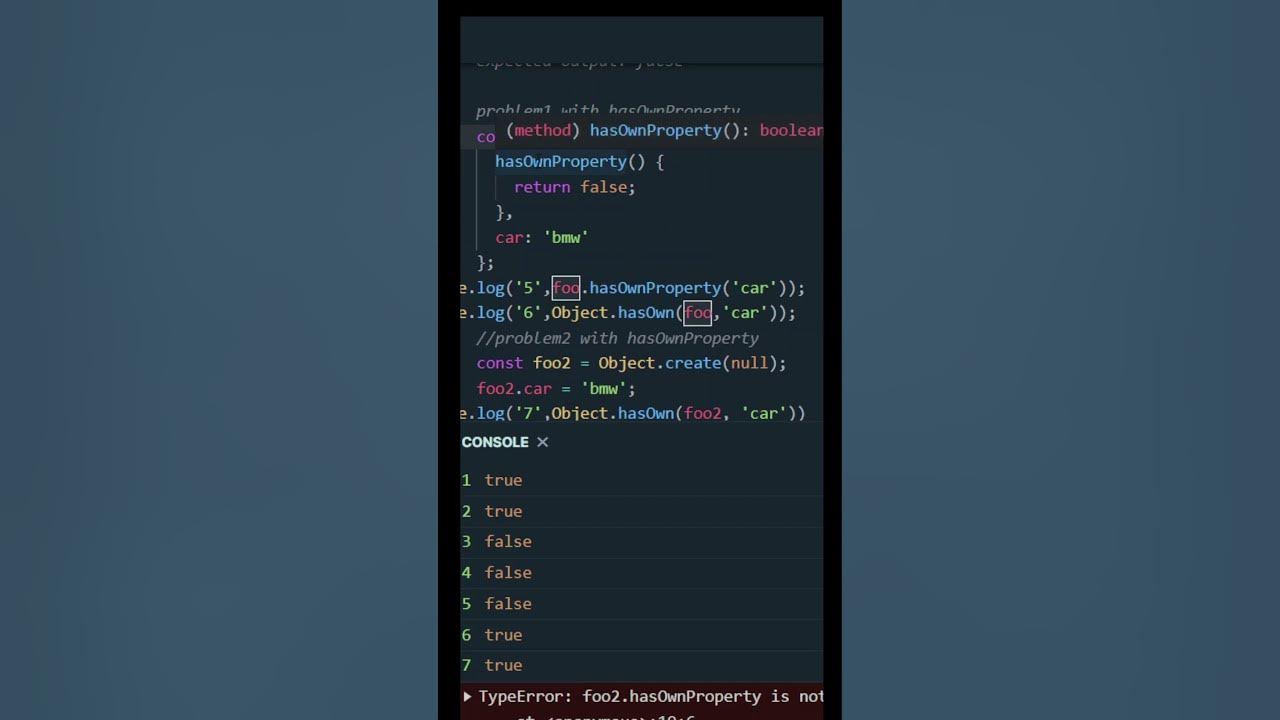 Don't use hasOwnProperty(). Why? #javascript #JS #shorts - YouTube