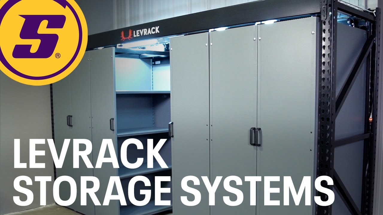 Levrack Mobile Aisle Shelving Systems For Garage and Shop Storage - YouTube