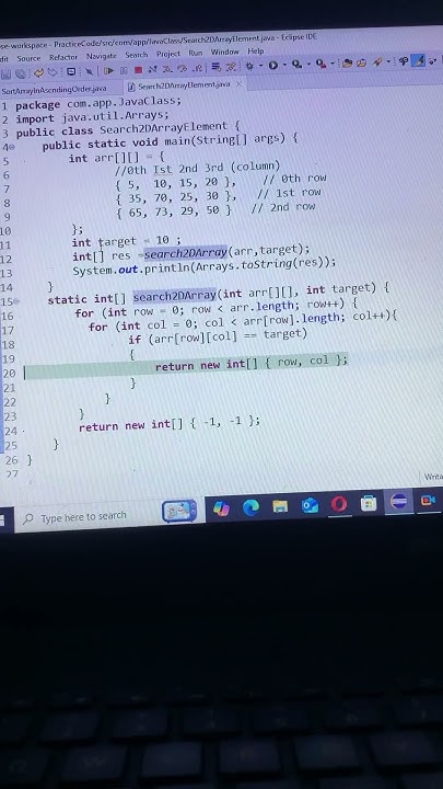 How to Search an Element In 2D Array #corejava #java #javaprogramming #arraysinjava - YouTube