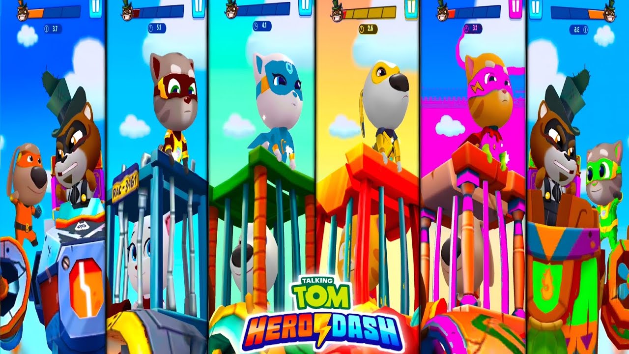 Talking Tom Hero Dash : All Colourful Heroes One By One Fight The 6 ...
