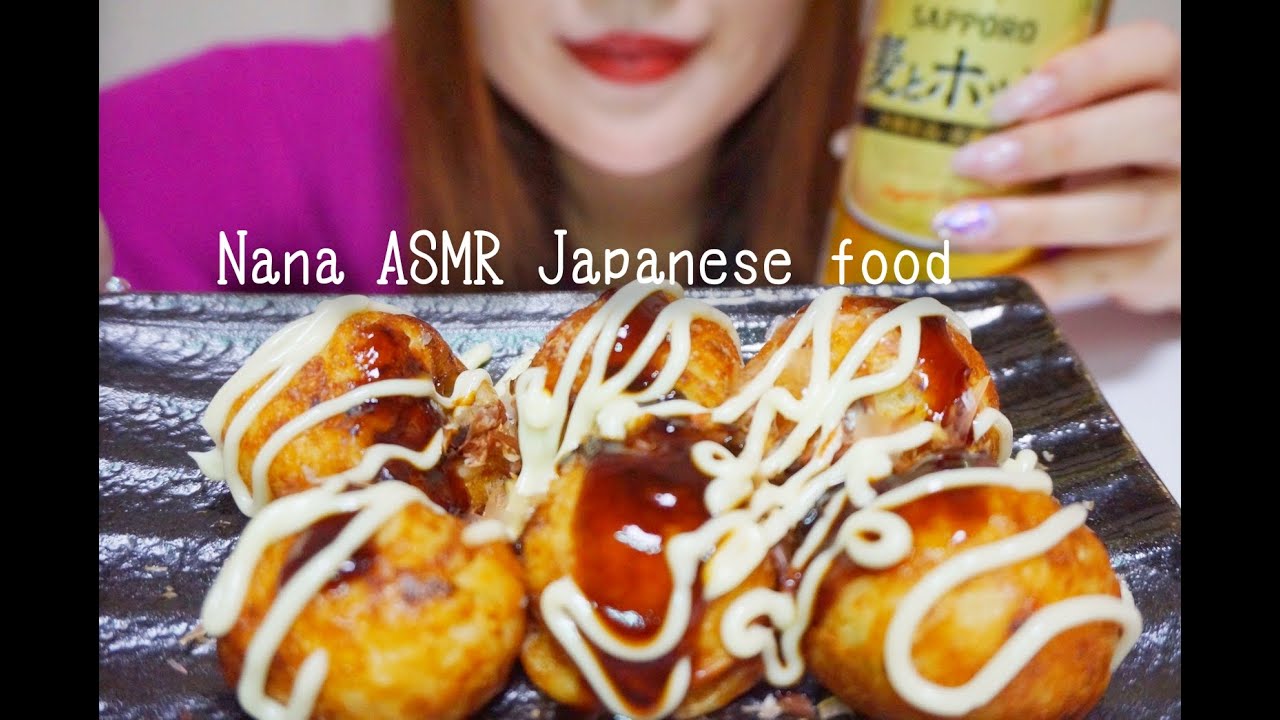 ASMR Japanese food takoyaki eating sounds - YouTube