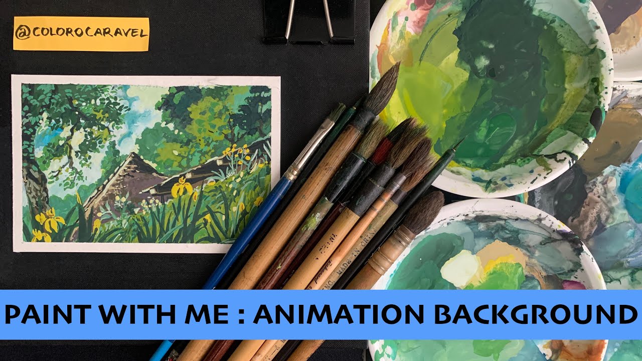 PAINT WITH ME | Relaxing Painting Tutorial. Studio Ghibli Background ...