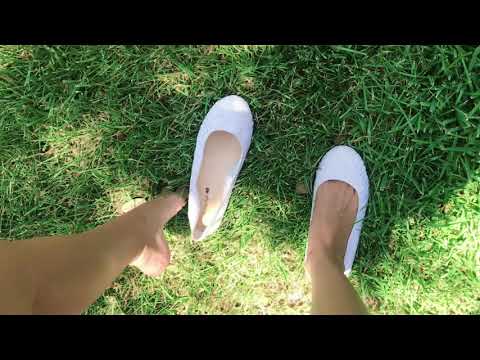 White Ballet Flats - Shoe Play - Foot Fetish