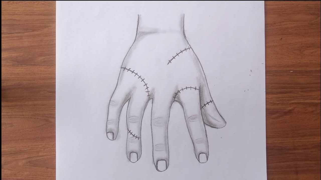 How to draw thing || draw wednesday addams hand character - YouTube