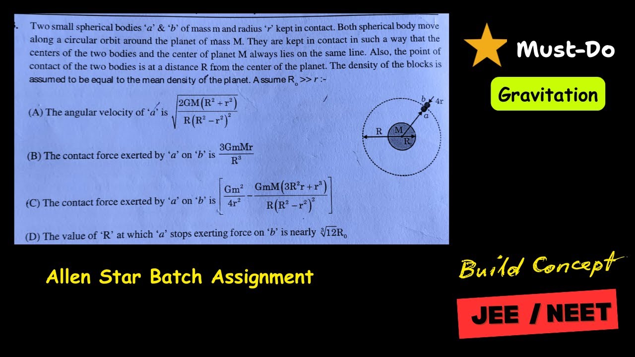Two Spheres in Orbit | Tricky Gravitation Problem | Allen Star Batch ...