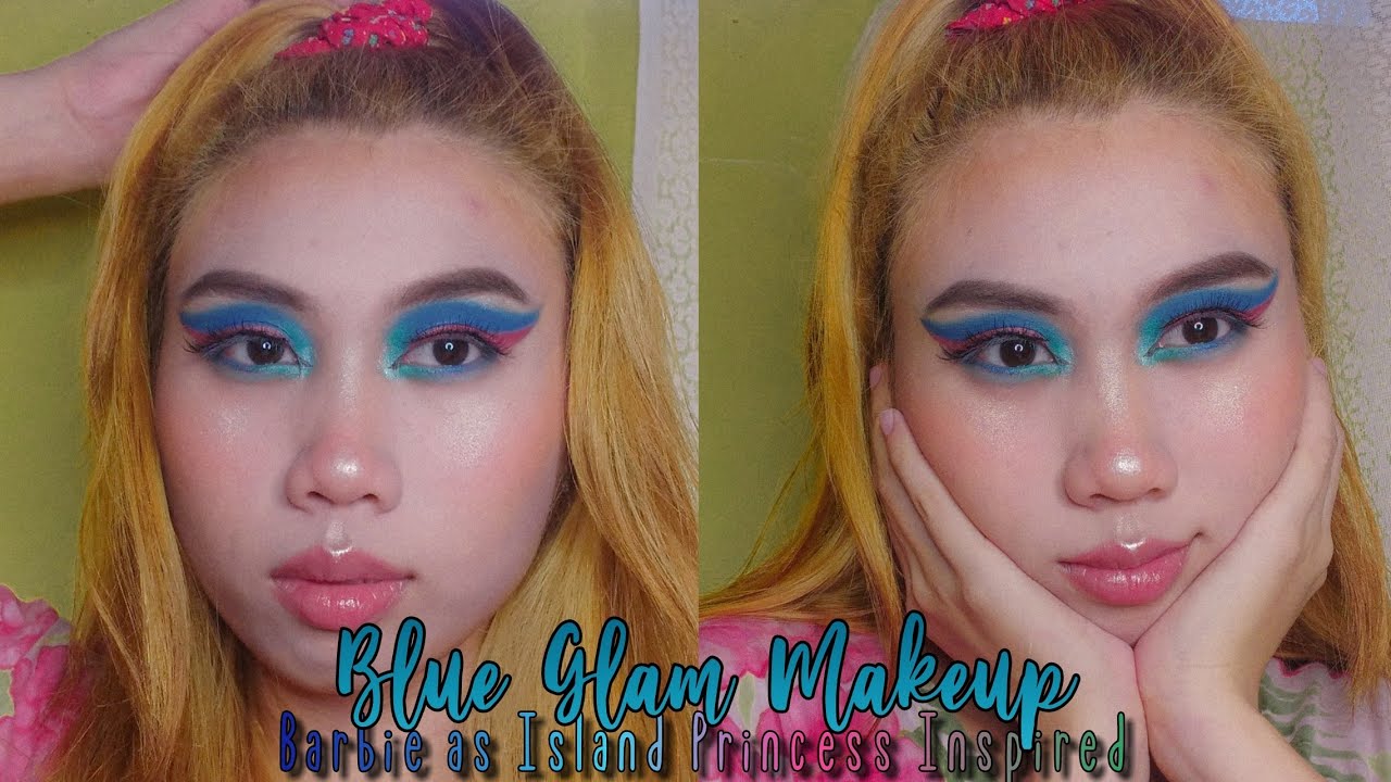Rainbow Glam Series #5: Blue Glam Makeup ft. Barbie as Island Princess ...