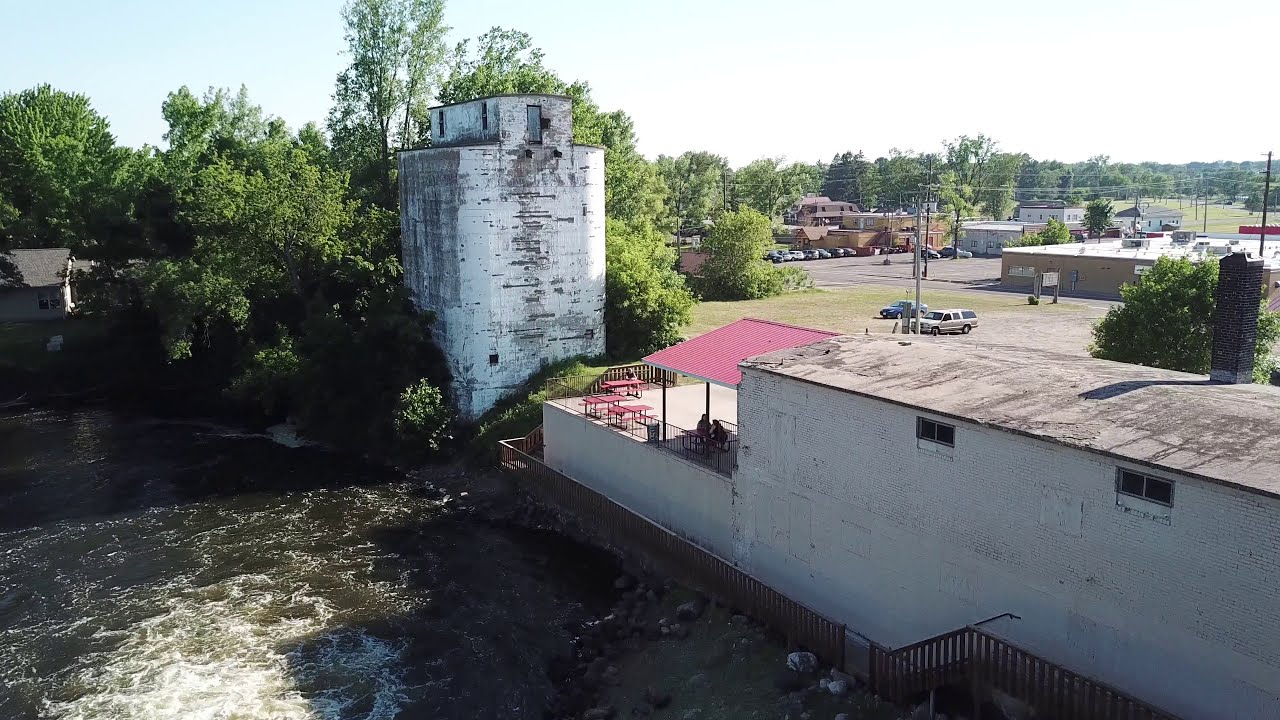 Fancy Drone Flying Under the Bridge at Amery Dam. Wisconsin Apple River ...