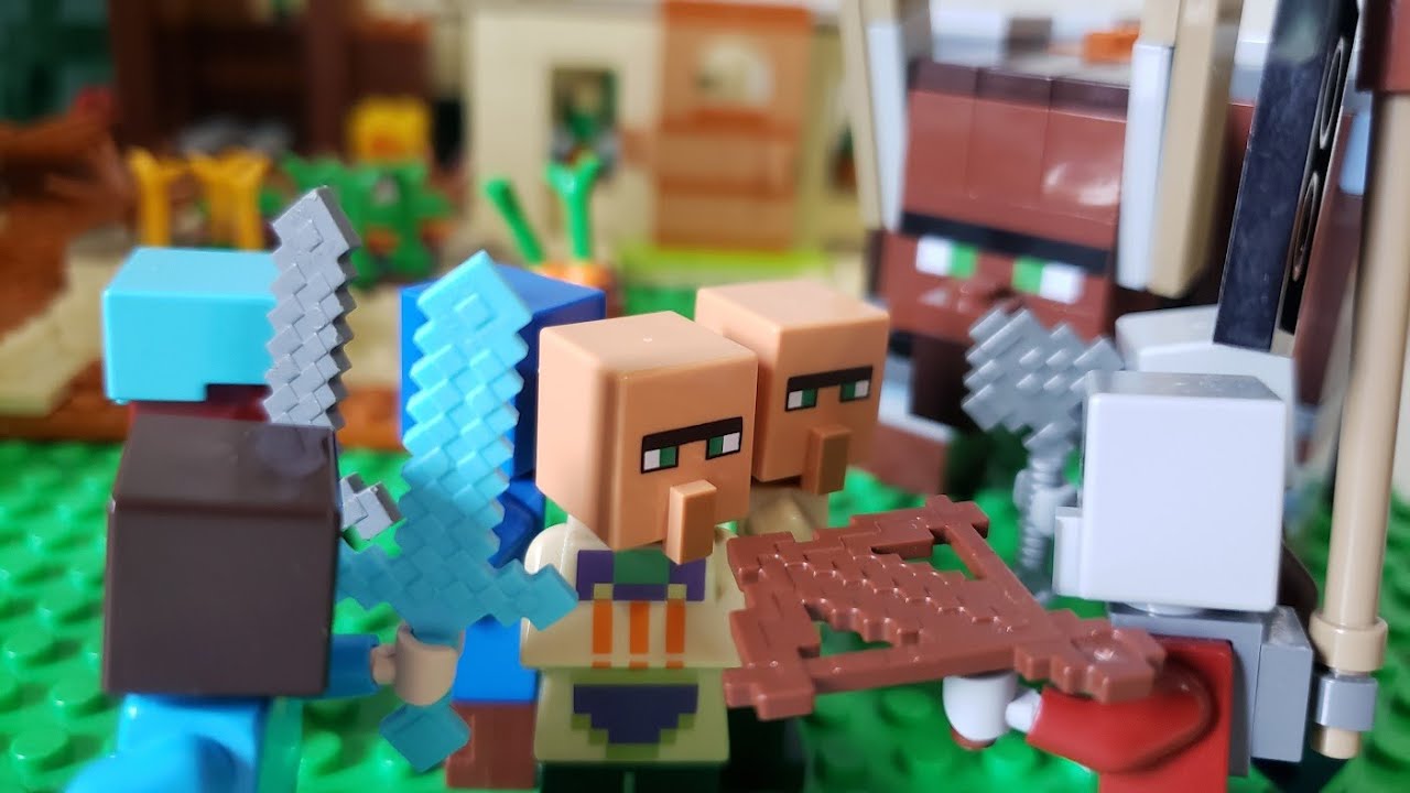 The minecraft illager raid - Lego stop-motion animation - YouTube