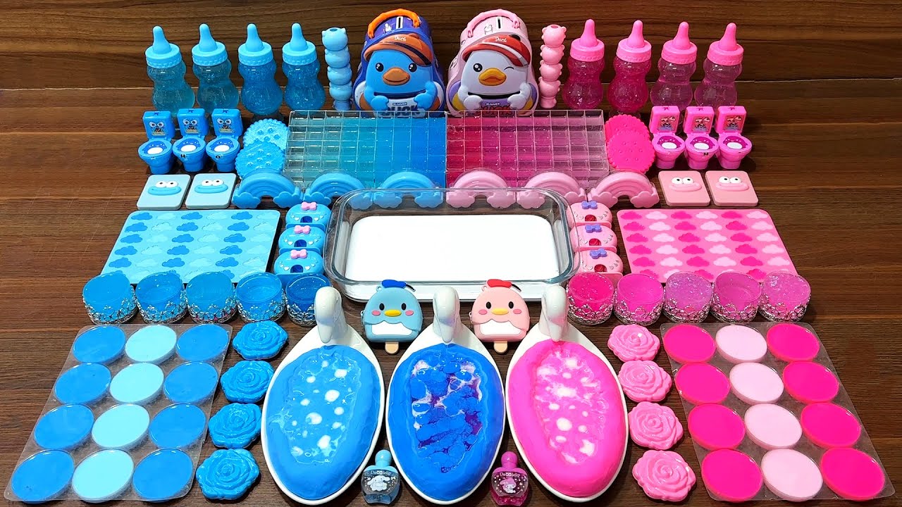 Slime mixing Pink vs Blue Duck! Which is more satisfying? - YouTube