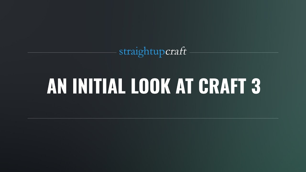 An initial look at Craft 3 - YouTube