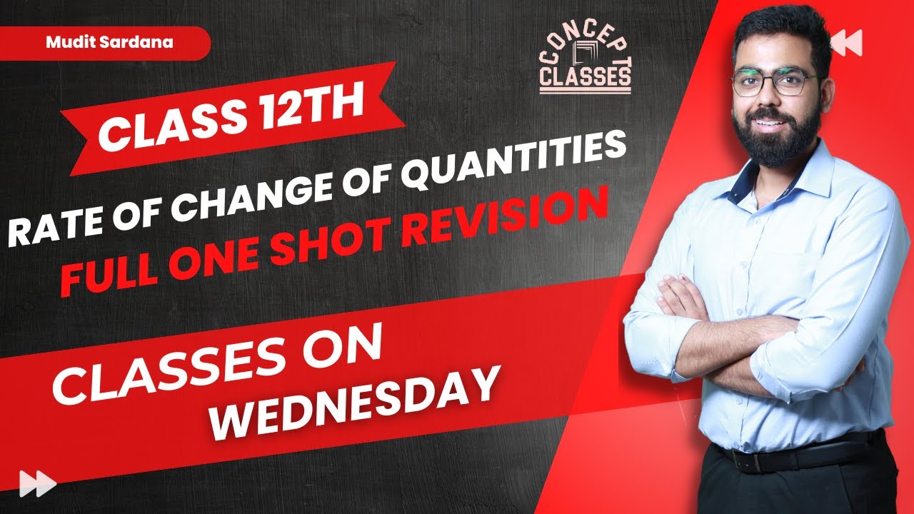 XII Math 9-10 -: Rate of Change of Quantities Full One Shot Revision ...