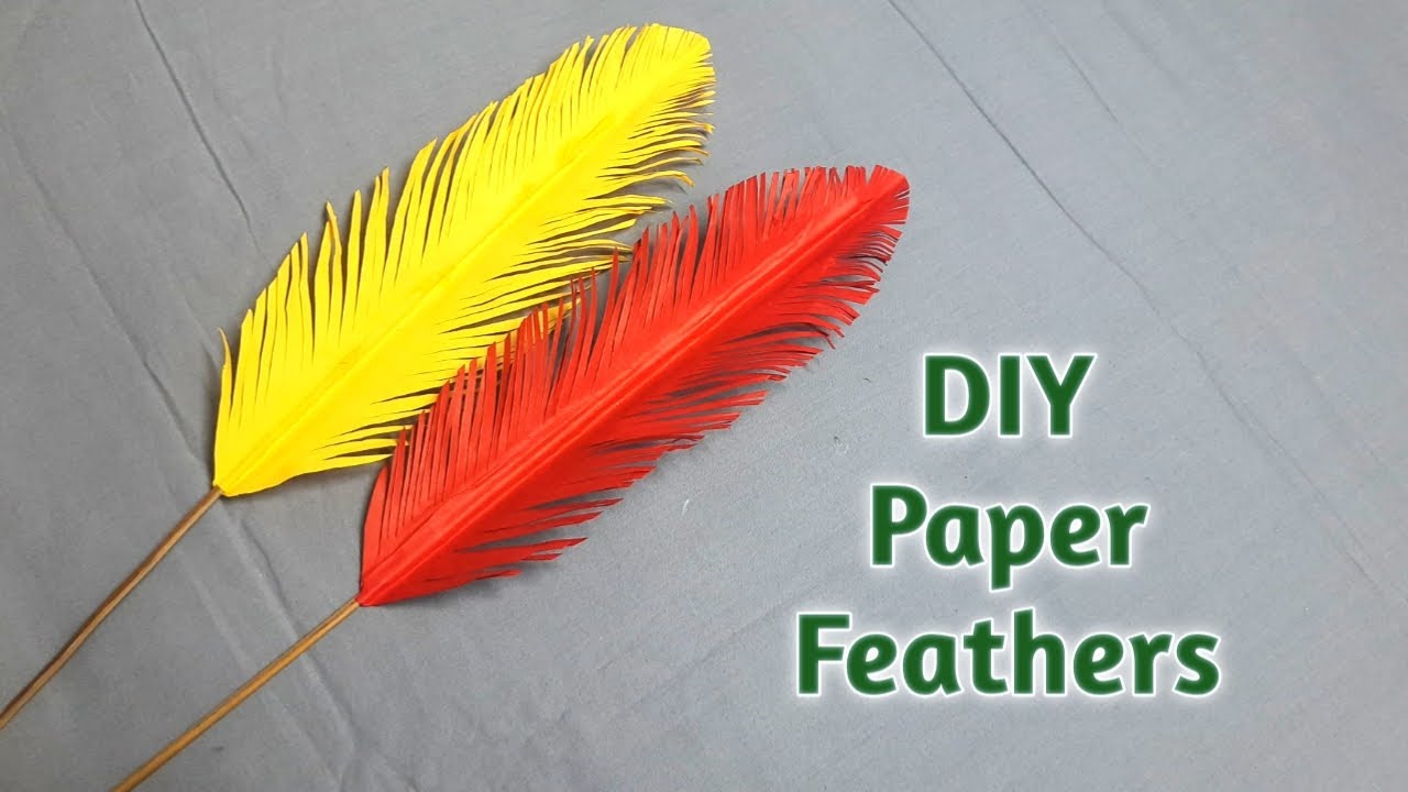 DIY : Paper Feathers Tutorial| How To Make Paper Feather| Paper Craft ...