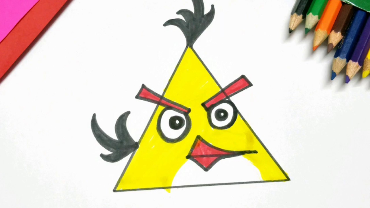 Angry Birds drawing & coloring from basic shapes Triangle, How to draw ...