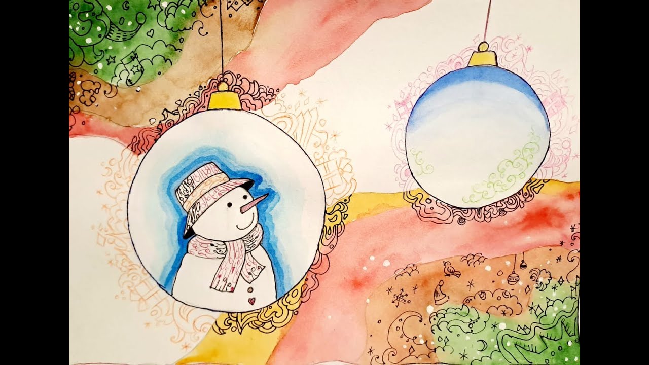 Мастер-класс "Новогодний скетч". Акварель 8+ - YouTube