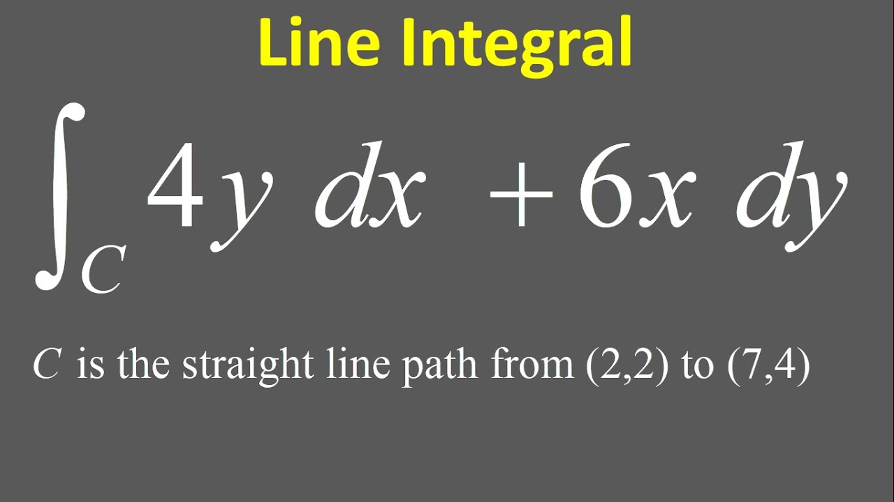 Line Integral: 4y dx + 6x dy , C is the straight line path from (2,2 ...