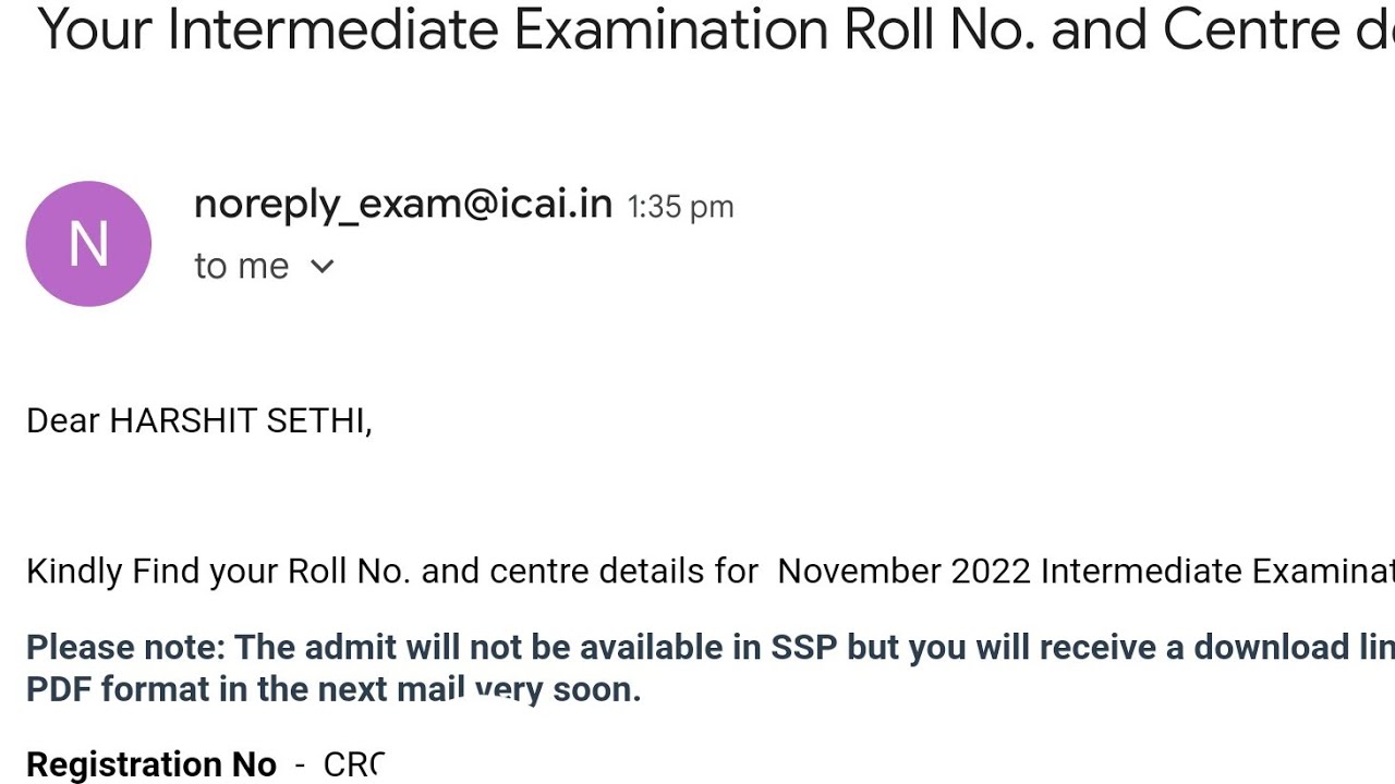 #icai Big Announcement Regarding Admit Card ।। Check ur Email id for ...