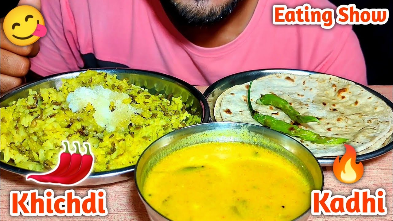 Eating Kadhi khichdi Roti || Indian Food Eating - YouTube