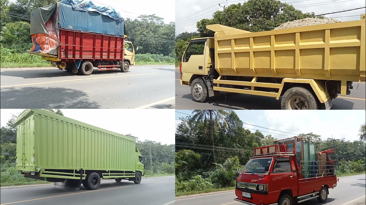pickup L300 muatan lemari kaca, dumptruk muatan pasir, truk wing box ...