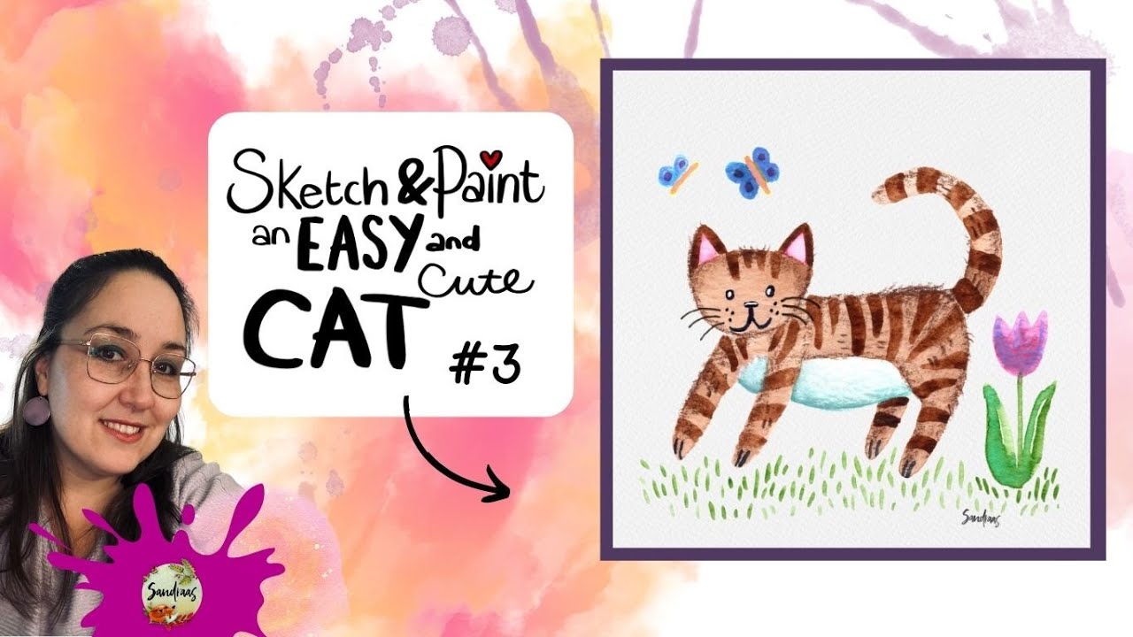 Paint EASY & Cute Watercolor CAT #3 - YouTube