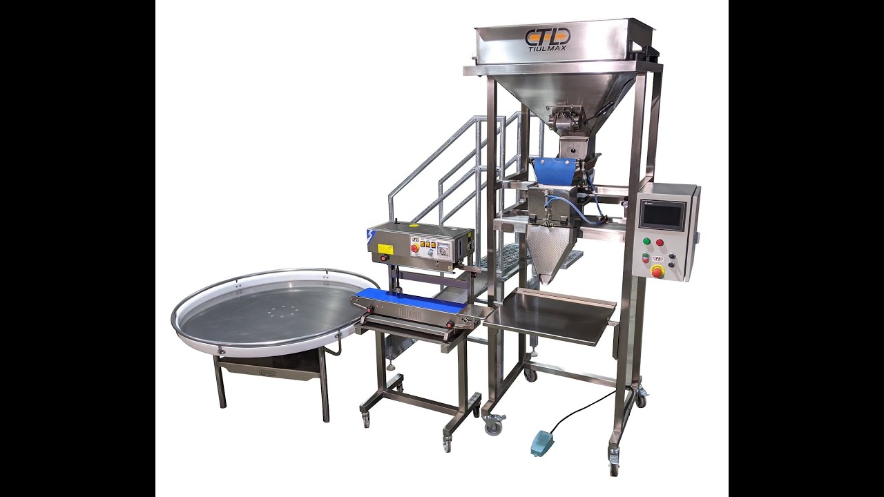 Coffee packing in pre-made bags, doy-packs, SVARAS-5SS, by Tiulmax - YouTube