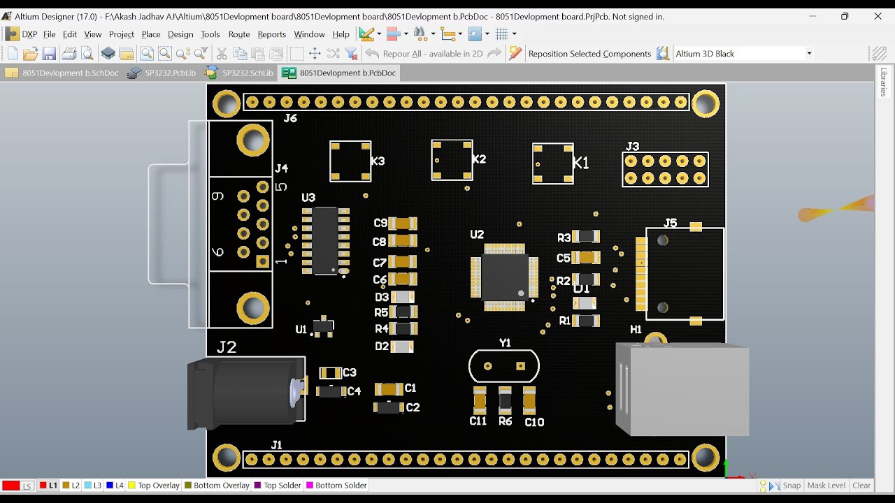 8051Devlopment board in Altium Designer 17 Pouring 4 Layer PCB #altium ...
